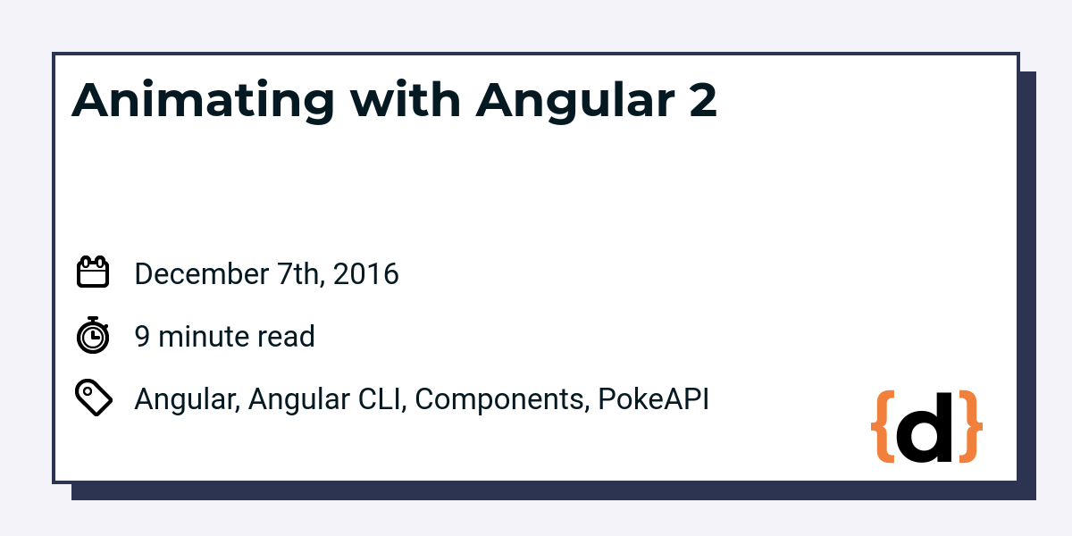 Animating With Angular 2 Dimitris Tutorials