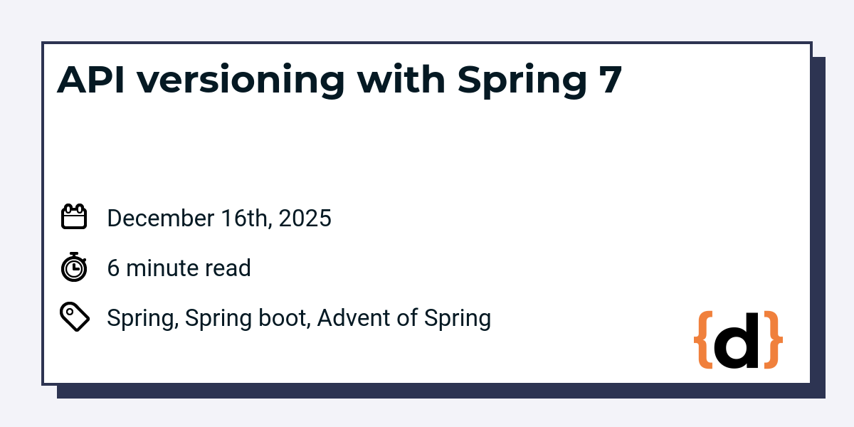 API versioning with Spring 7 | Dimitri's tutorials