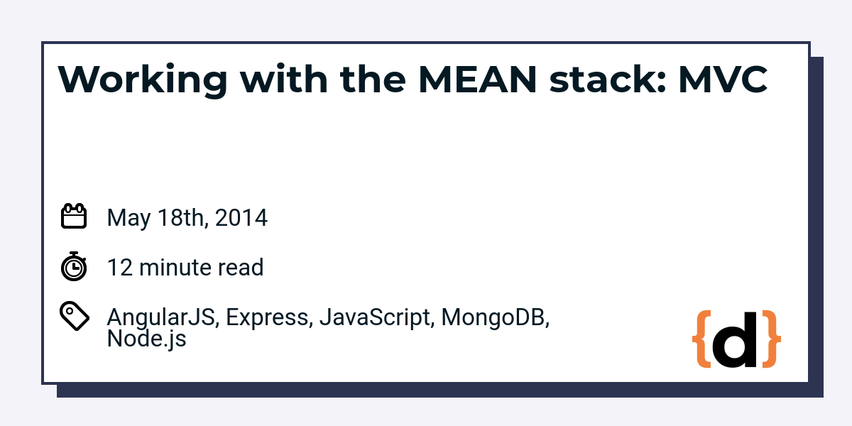 Working with the MEAN stack: MVC | Dimitri's tutorials